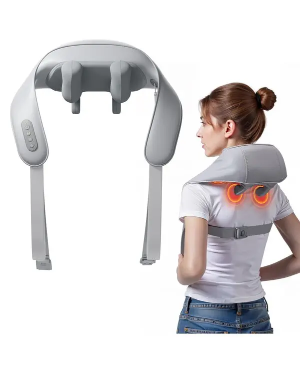 SKONYON Deep Tissue 6d Neck Massager Cordless Shiatsu Shoudler Massager With Heat Therapy - Grey