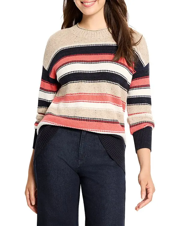 NIC+ZOE Speckled Knit Striped Pullover Sweater