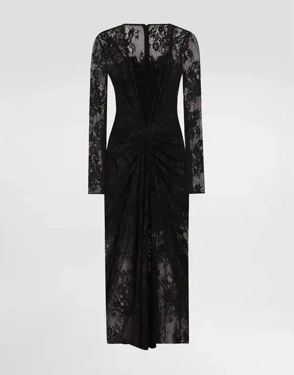 Dolce & Gabbana Floral Lace Dress In Black | Editorialist
