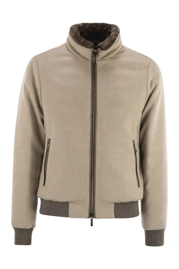 MOORER Bellati-ls9 Padded Bomber Jacket - Light Beige