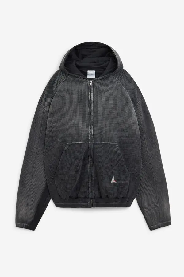 ROA Bee Sun Faded Zip Up Sweatshirt - Black