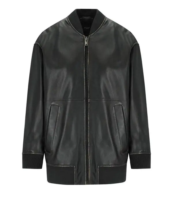 Max Mara Tattico Leather Bomber Jacket