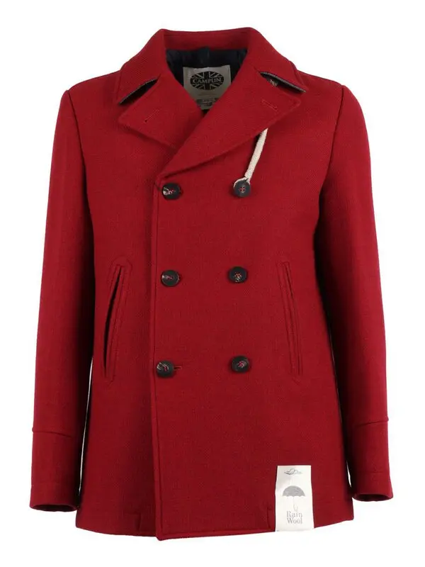 CAMPLIN Double-breasted Pea Coat - Red