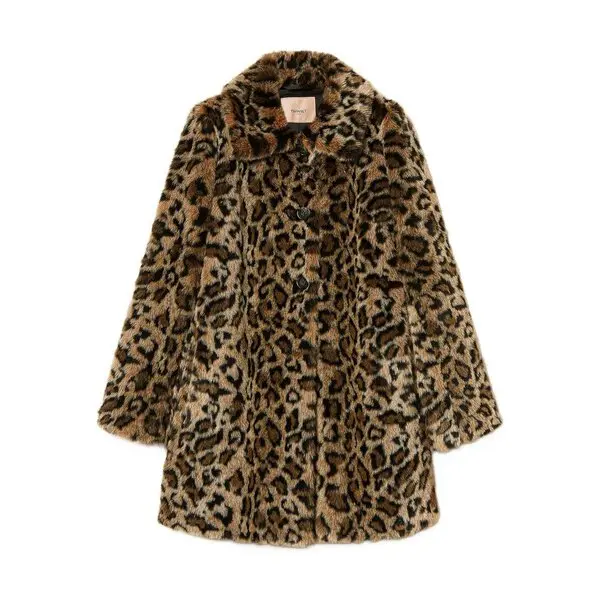 TWINSET Coat With Leopard Print