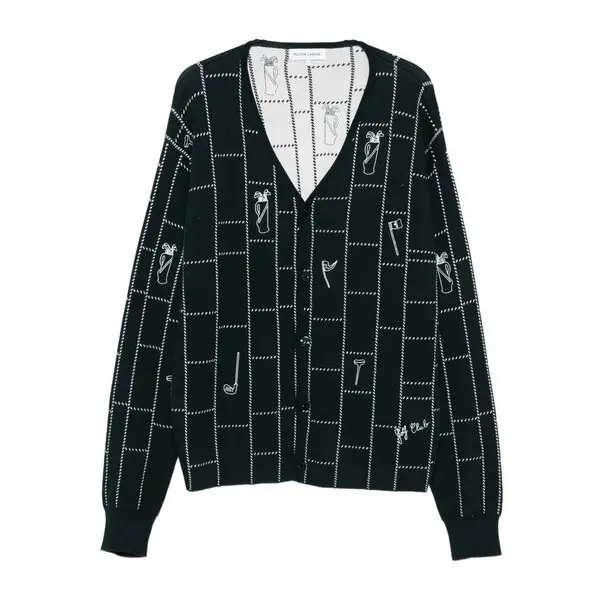 Maison Labiche Grid Pattern V-neck Sweater