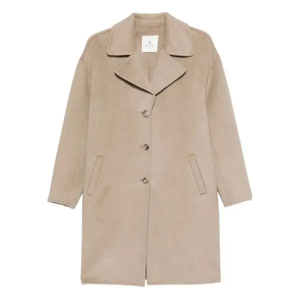 ANINE BING Notched Lapel Coat - Beige