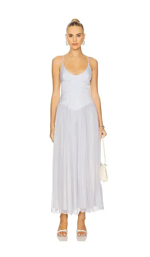 Lpa Odette Midi Dress In Dusty Blue - 65% Off | Editorialist