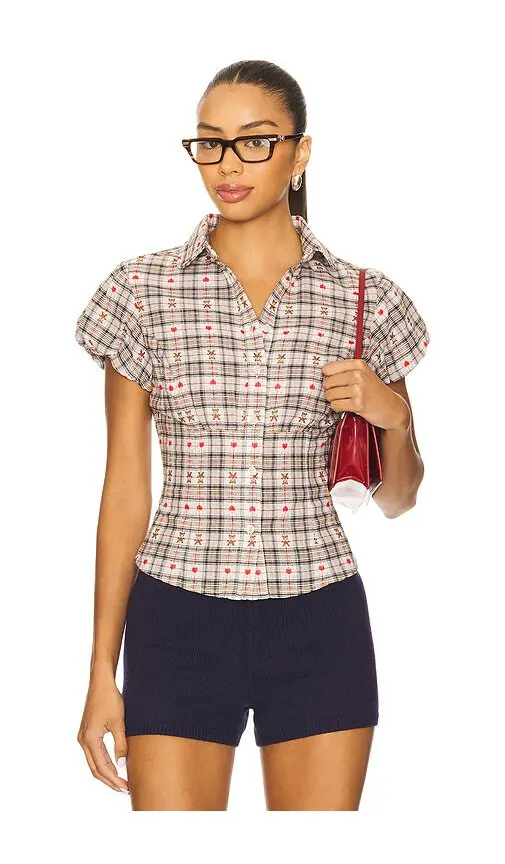 GUIZIO Liana Plaid Top