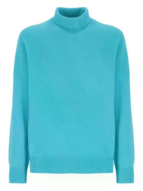 LANEUS Turtleneck Ribbed-knit Sweater - Blue