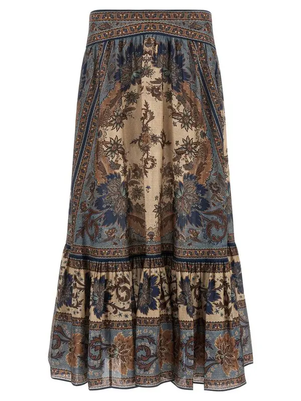 Zimmermann Ascension Habutae Silk Midi Skirt - Multicolor