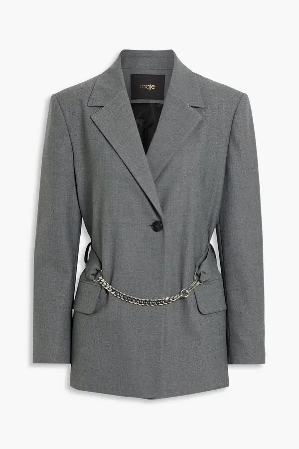 Maje Belted Twill Blazer