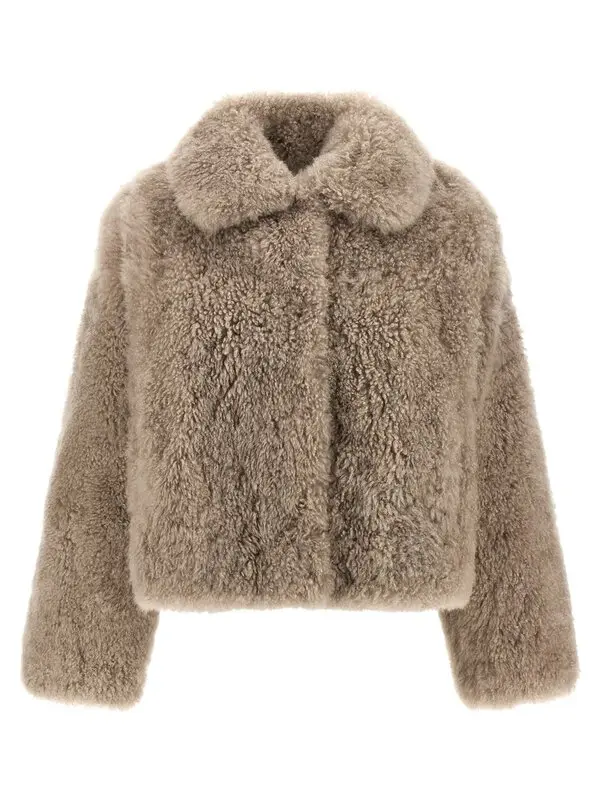 YVES SALOMON Long-haired Lamb Fur Jacket - Beige