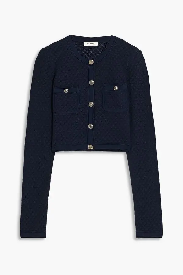Sandro Cropped Pointelle-knit Cardigan