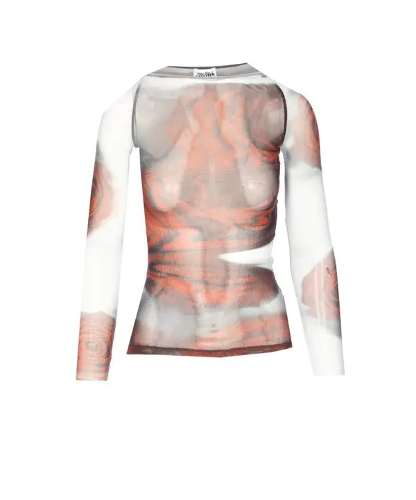 Jean Paul Gaultier Mesh Printed Top