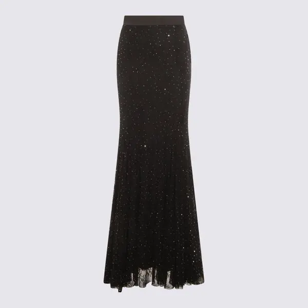 NISSA High-waisted Maxi Skirt With Strass Detailing