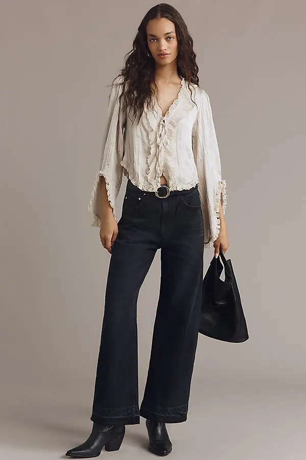 Paige Arellia Ankle Undone High-rise Barrel Jeans - Black Void