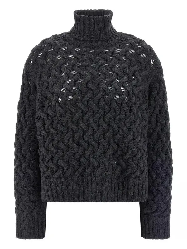 P.a.r.o.s.h Braided Wool High-neck Sweater - Grey