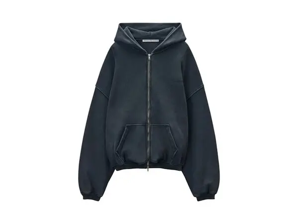 Alexander Wang Graphic Logo Zip-up Hoodie - Washed Black