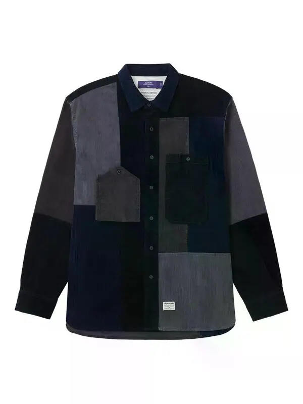 AFTERMATHS Patchwork Corduroy Shirt - Blue