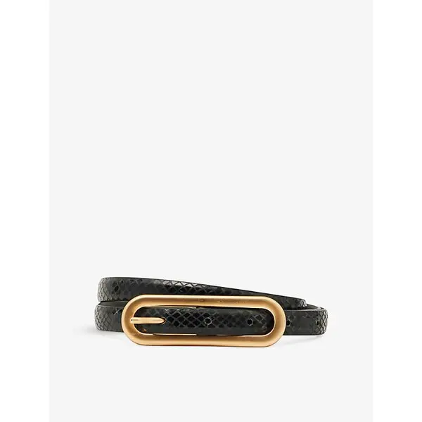 REISS Snakeskin-effect Leather Belt