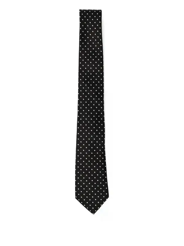 Giorgio Armani Dot-print Silk Neck Tie - Black