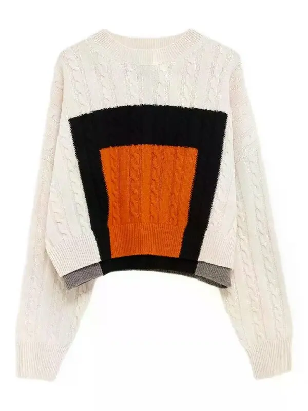 Loewe Colour-block Cable-knit Sweater - Neutrals