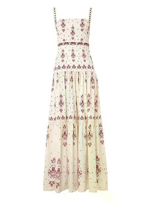 Agua Bendita Lima Floral-print Maxi Dress - Neutrals
