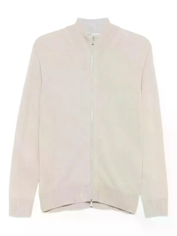 Eleventy High-neck Zip-up Cardigan - Neutrals