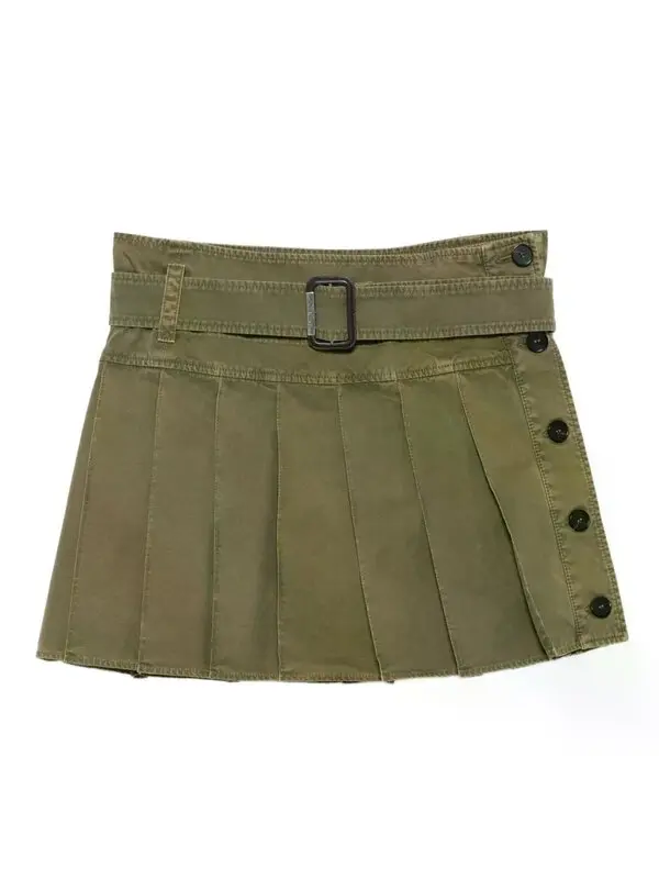 Alexander McQueen Pleated Belted Mini Skirt - Green