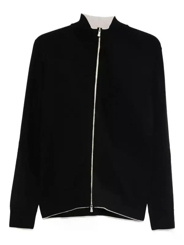 Eleventy Zip-front High-neck Cardigan - Black