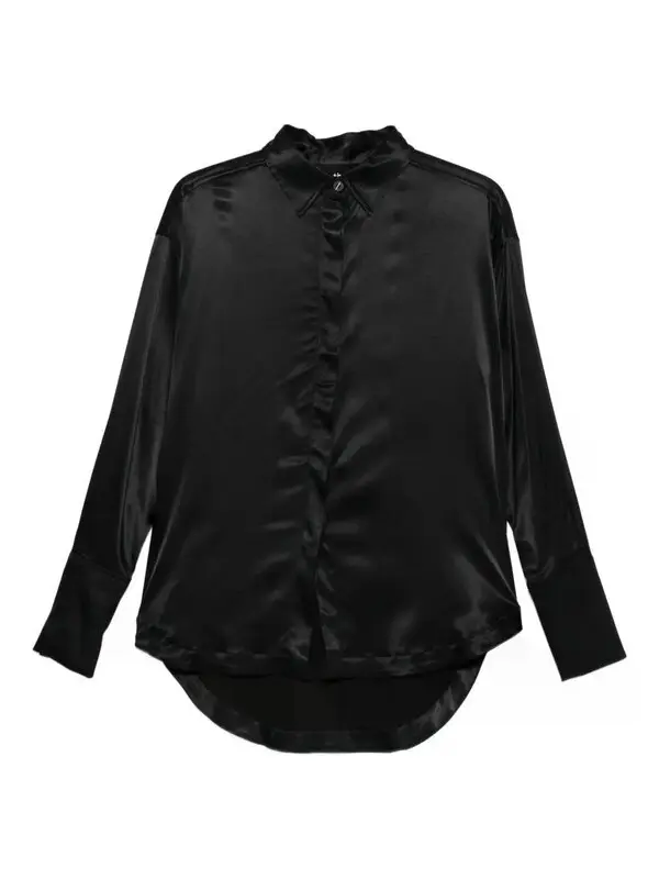 THOM KROM Satin Button-down Shirt With Curved Hem