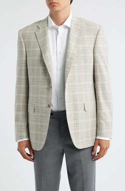 Canali Siena Regular Fit Plaid Sport Coat - Beige