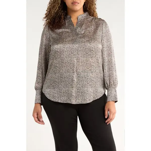 Anne Klein Printed Long Sleeve Top