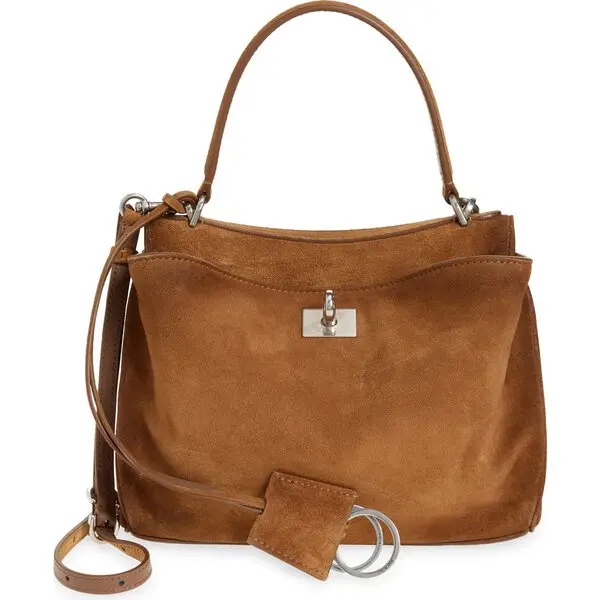 Balenciaga Small Rodeo Suede Top Handle Bag - Camel