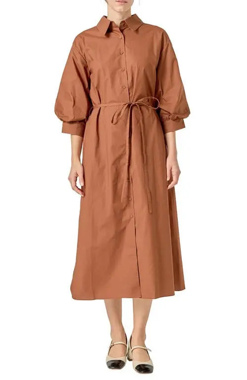 English Factory Flared Cotton Midi Shirt Dress