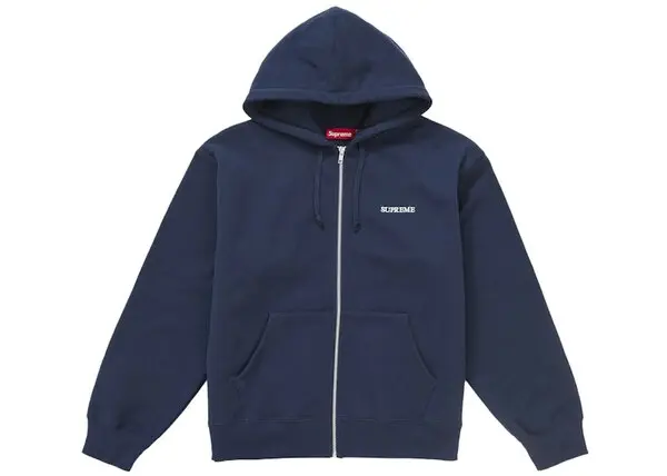 Supreme Zip Up Hooded Sweatshirt - Navy Blue