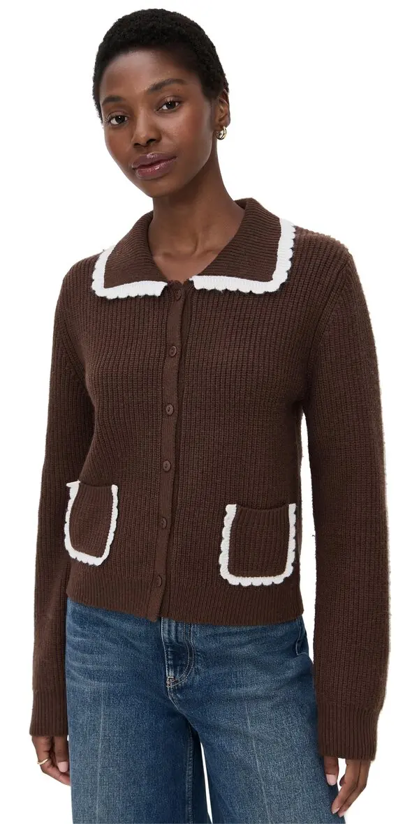 WAYF Millie Cardigan - Chocolate