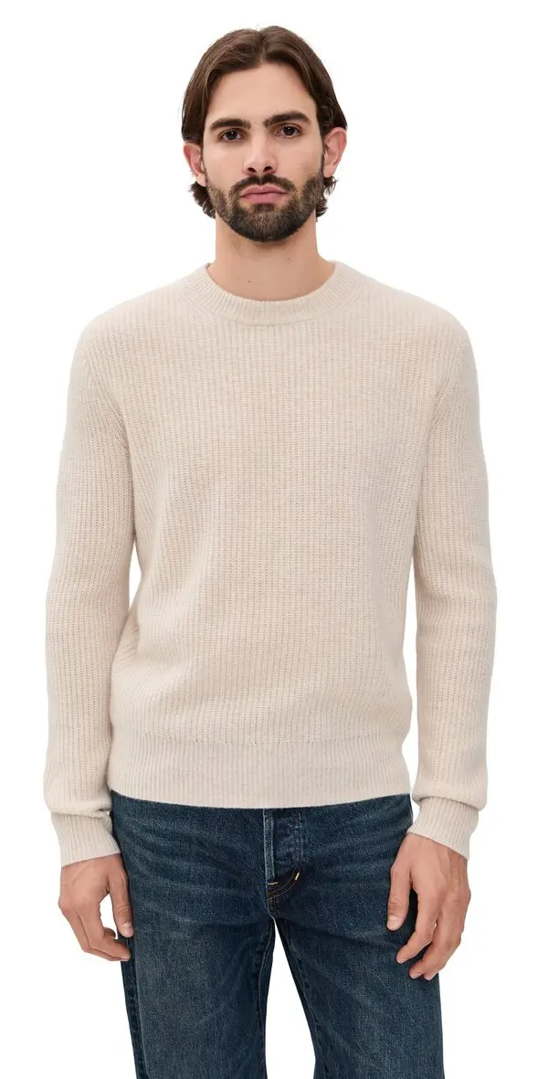 ALEX MILL Jordan Washed Cashmere Sweater - Heather Ecru