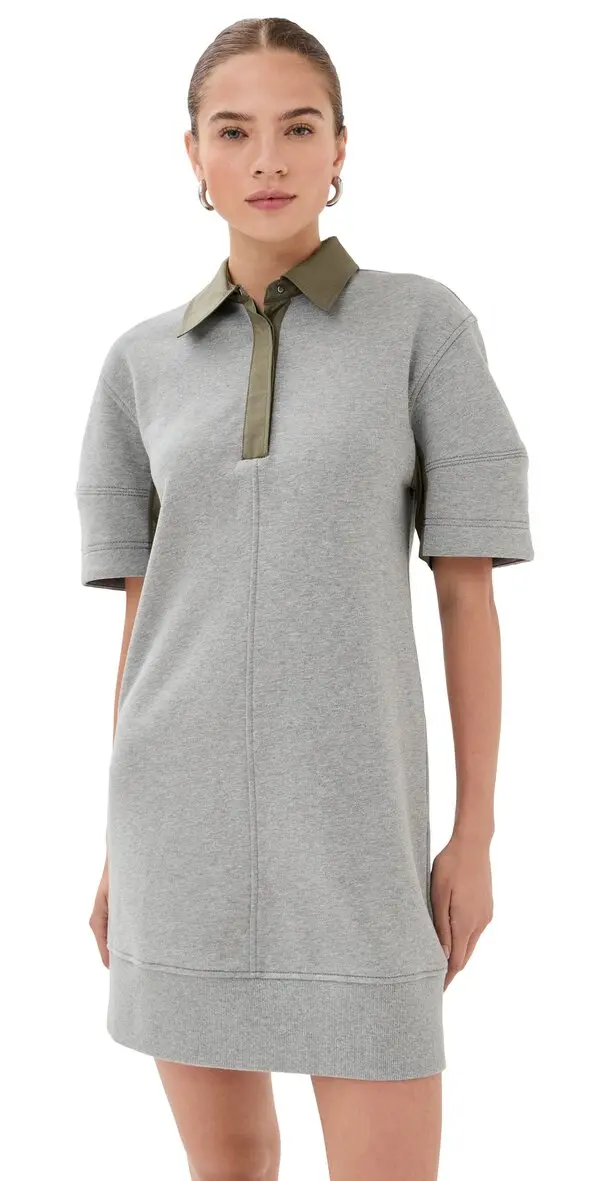 3.1 Phillip Lim Polo Mini Dress With Ripstop Combo - Grey Melange - Army