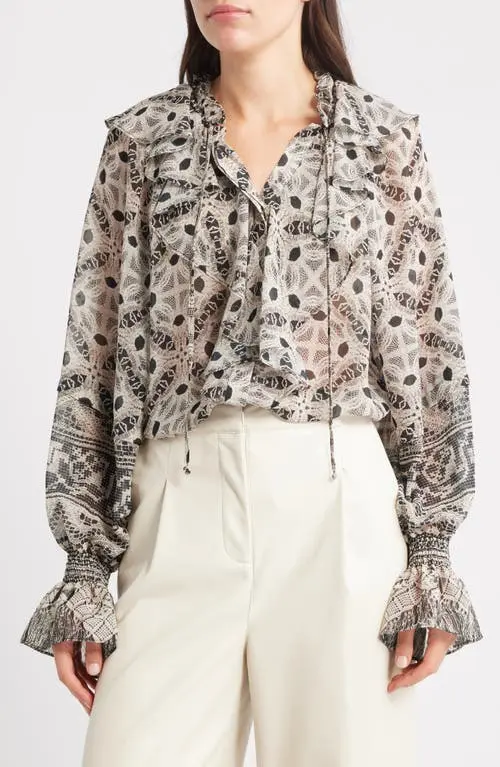 Kobi Halperin Eliza Batik Print Ruffle Top