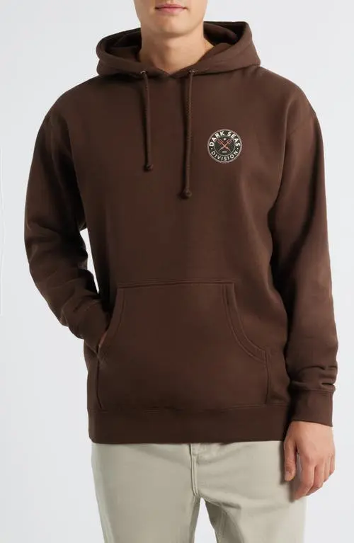 DARK SEAS Time Teller Logo Graphic Fleece Hoodie - Brown