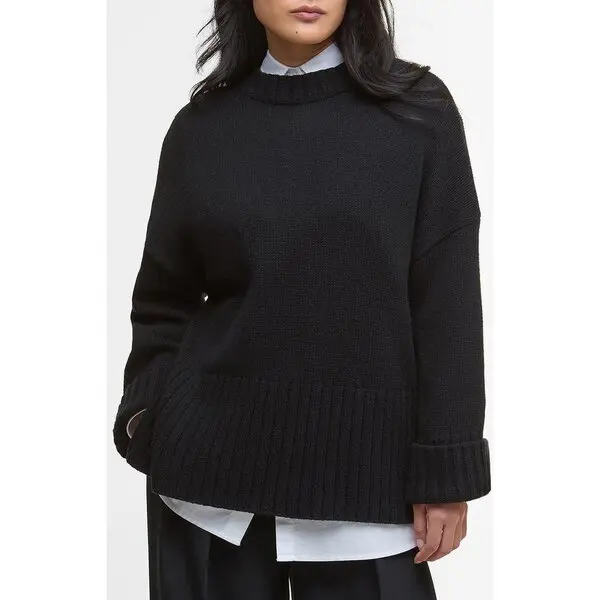 Barbour Sophia Cotton & Wool-blend Tunic Sweater - Black