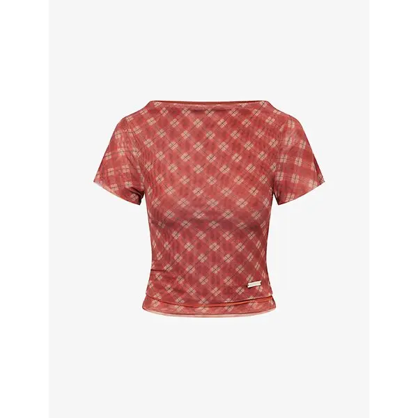 HOUSE OF SUNNY Retro Check Stretch-woven Top