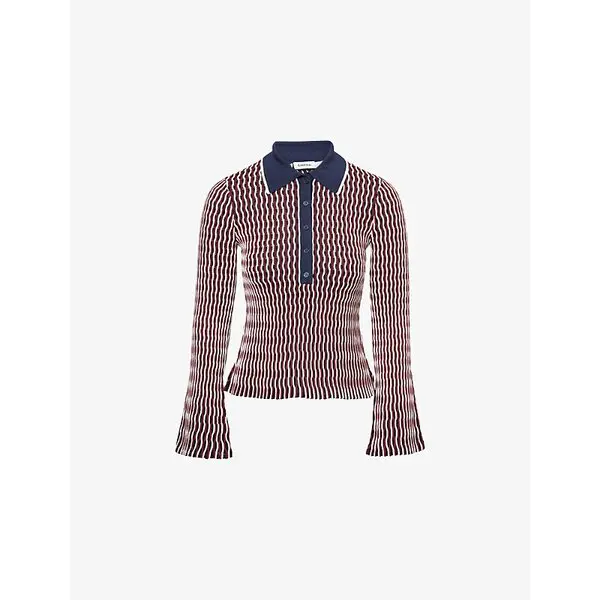 Simkhai Stripe-pattern Stretch-knit Polo Top