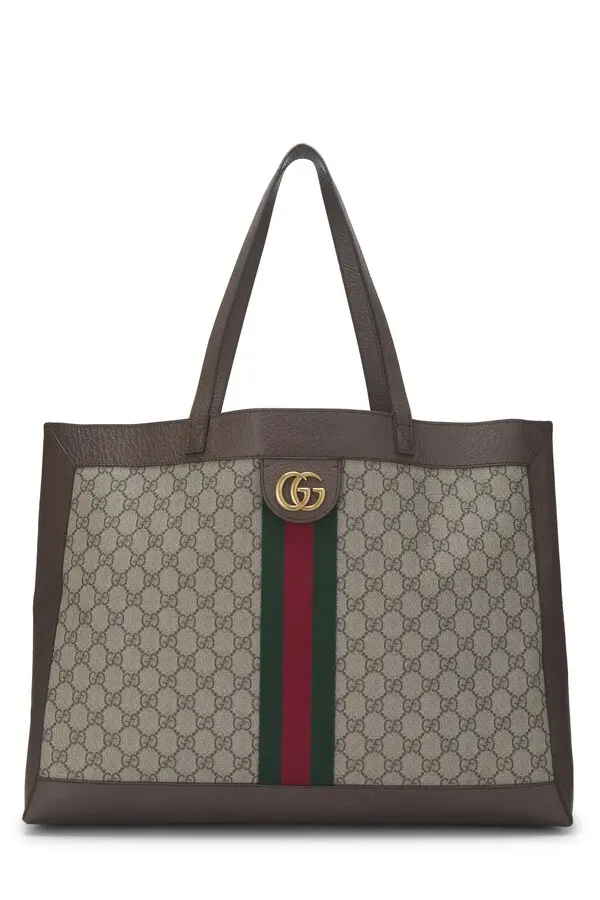 Gucci Gg Supreme Ophidia Soft Medium Tote - Brown