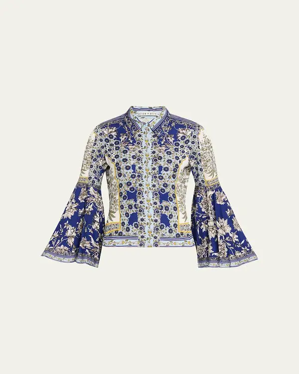 Alice + Olivia Willa Floral Fitted Blouse