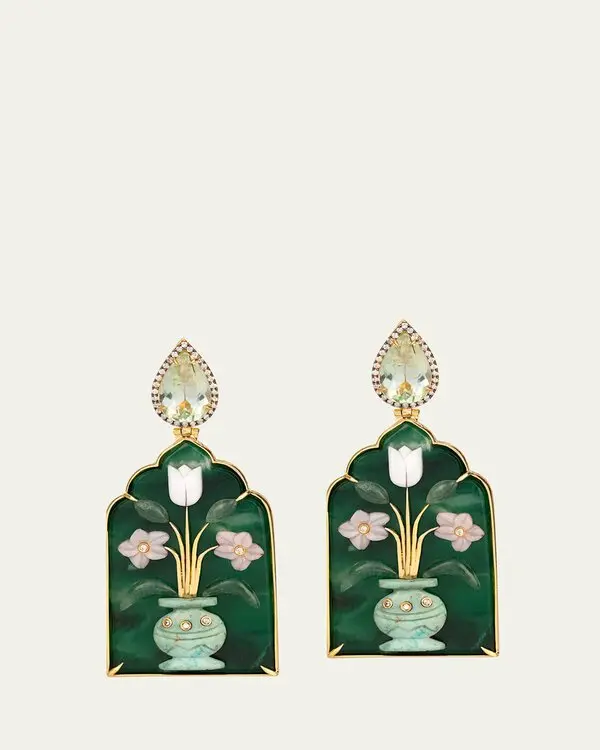 SILVIA FURMANOVICH 18k Yellow Gold Malachite Earrings