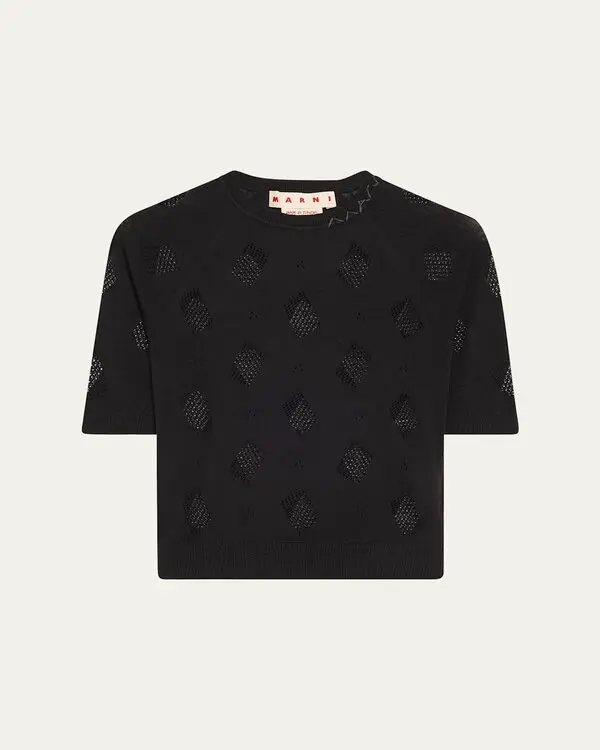 Marni Perforated Knit Slim Sweater - Black