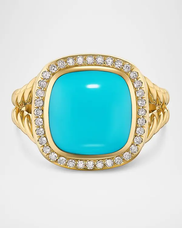 David Yurman Albion 18k Gold Ring With Gemstones And Diamonds 15mm - Turq