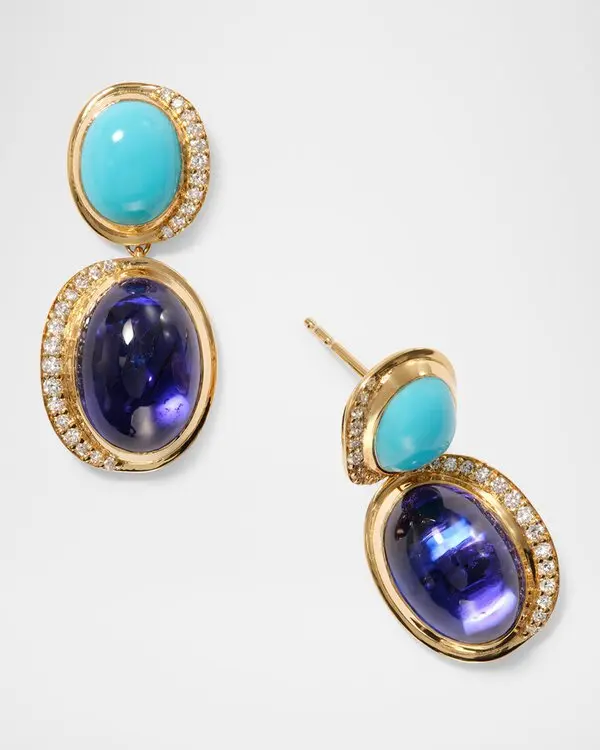 JAMIE TURNER Aurora Crescent Drop Earrings - Tanzanite & Turquoise